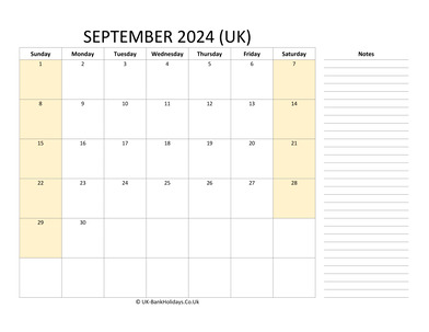 Download September 2024 Editable Uk Calendar With with Holidays